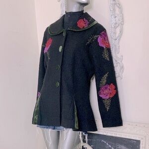 Carson | Jackets & Coats | Carson Floral Embroidered Pleated Jacket ...